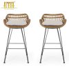 Outdoor Counter Stools Rattan Rope Woven Back - Feidao