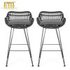 Outdoor Counter Stools Rattan Rope Woven Back - Feidao